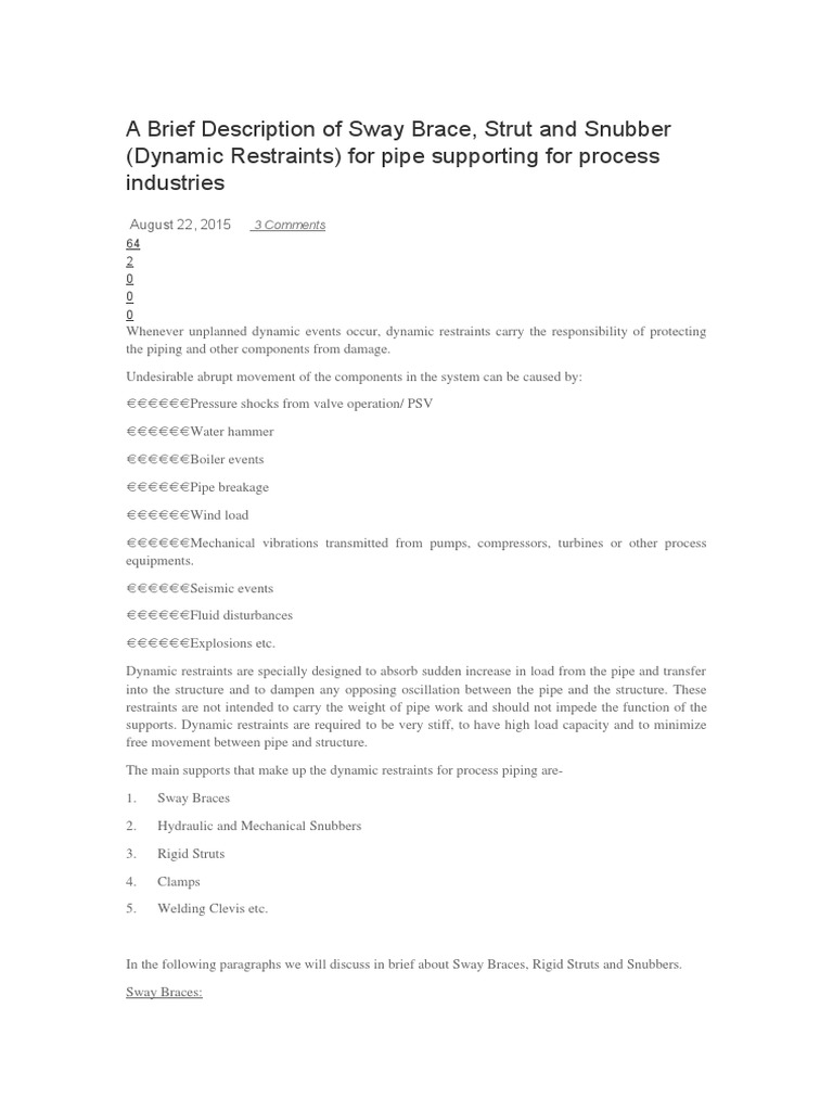 A Brief Description of Sway Brace, Strut and Snubber (Dynamic ...