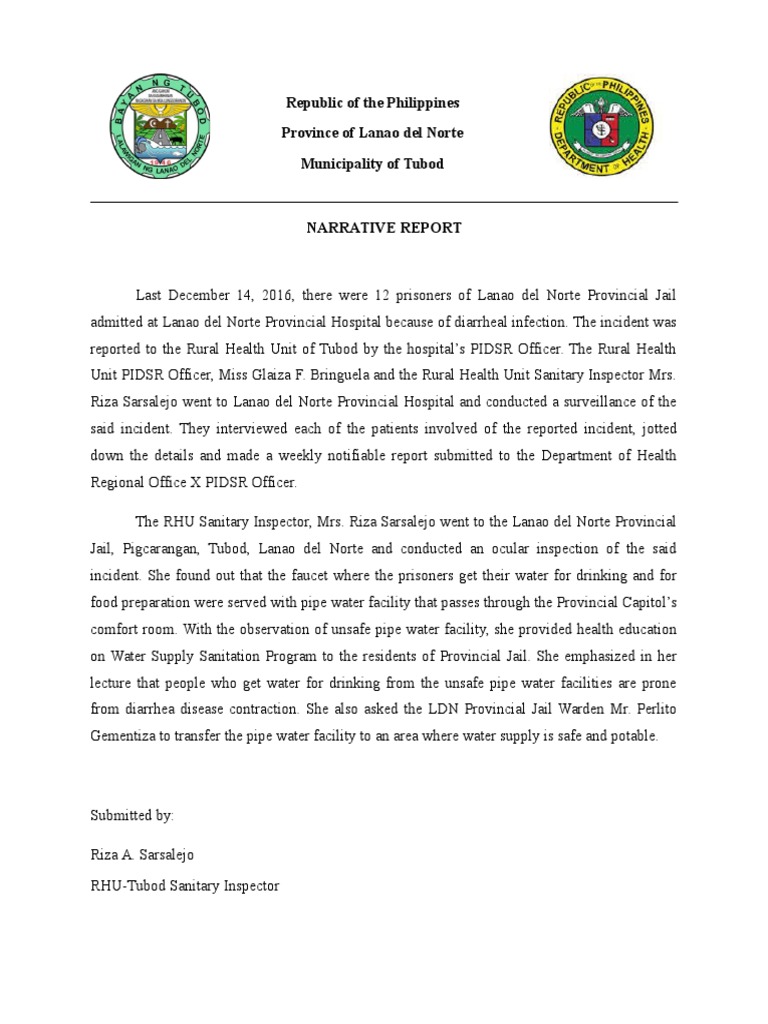 Narrative Report Diarrhea