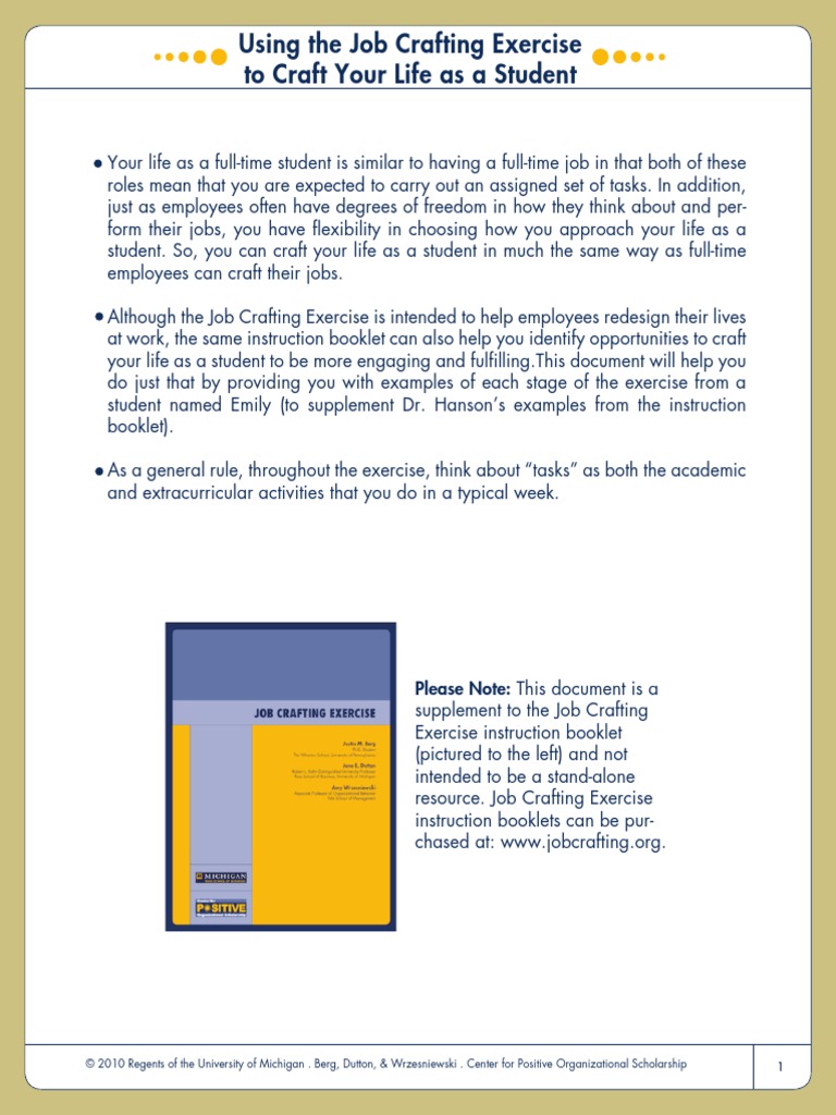 Job Crafting Exercise PDF | Download Free PDF | Homework | Test ...
