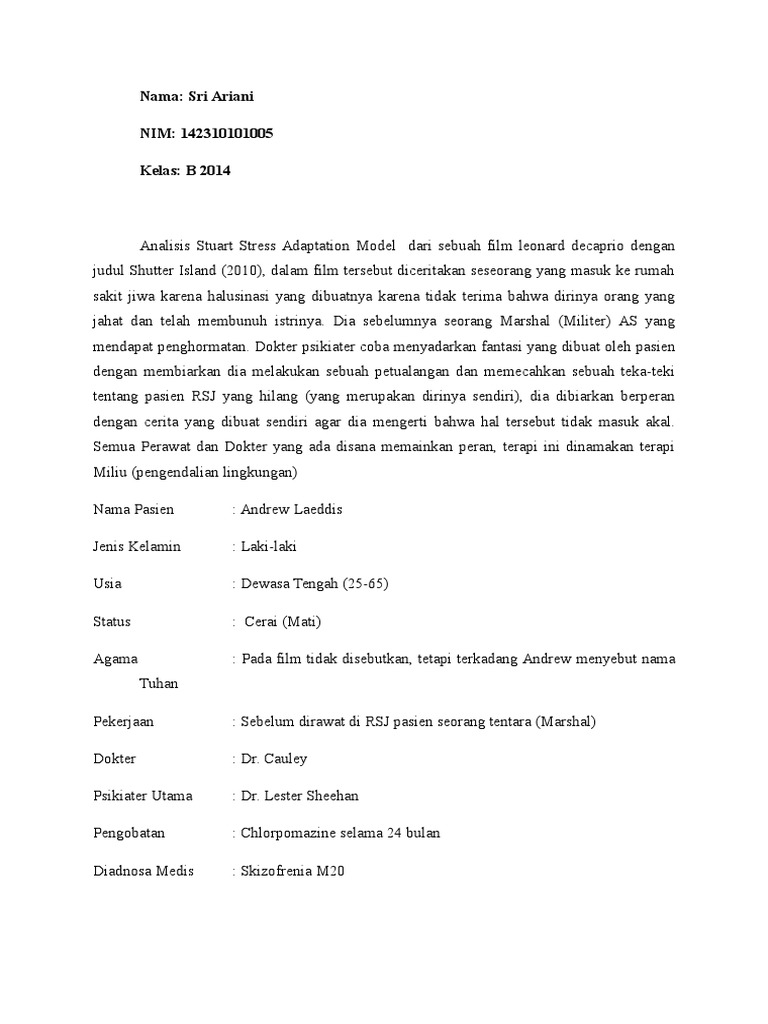 Analisis Stuart Stress Adaptation Model Shutter Island | PDF