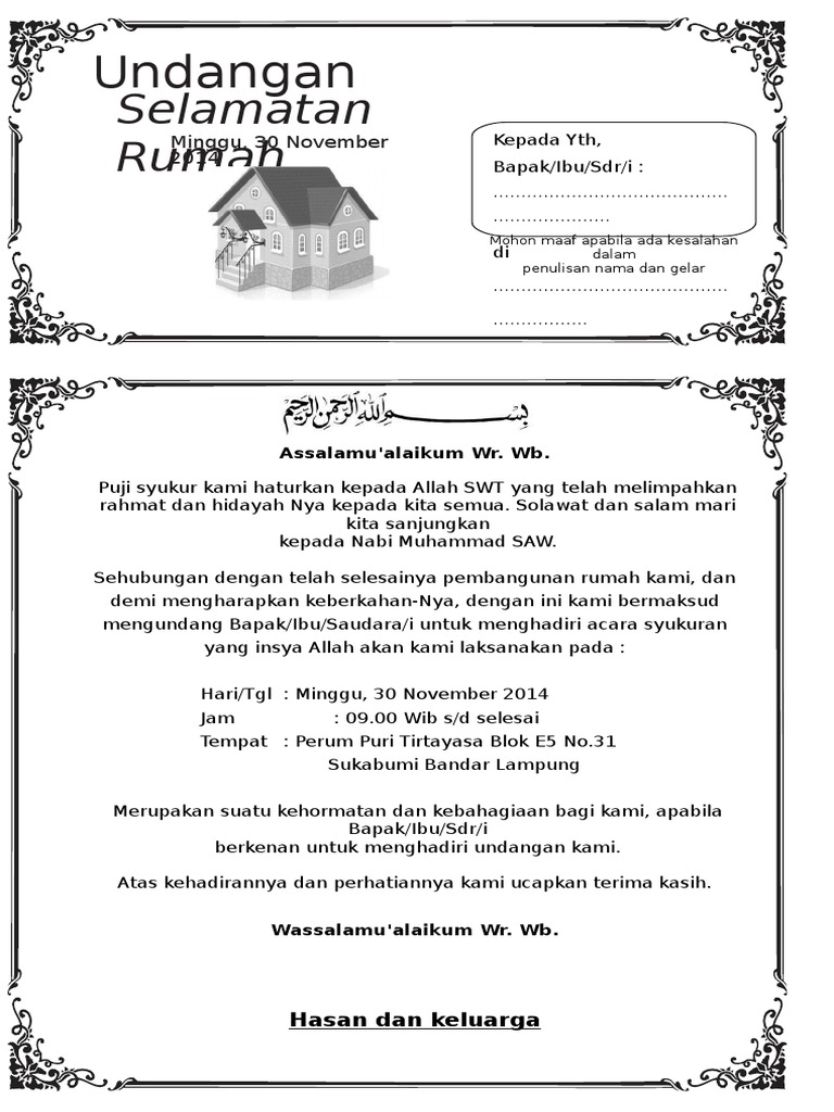 Contoh Surat Undangan Syukuran Rumah Barudoc | Contoh Semua Jenis Surat ...