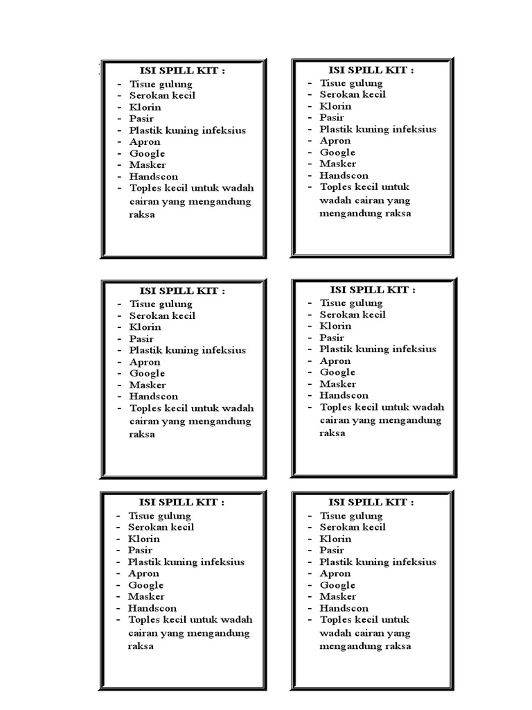 Isi dan Penggunaan Spill Kit B3 | PDF | Griya & Taman