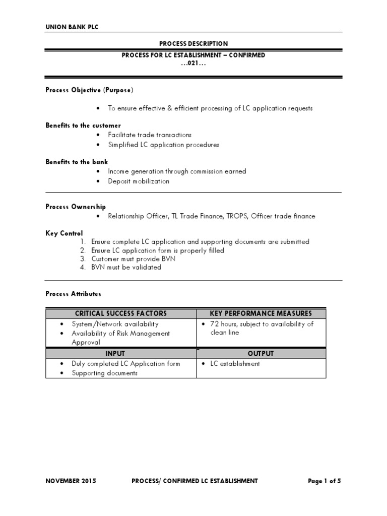 Confirmed LC Processing | PDF