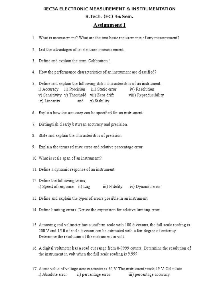 EMI Assignment I | PDF | Accuracy And Precision | Electromagnetism