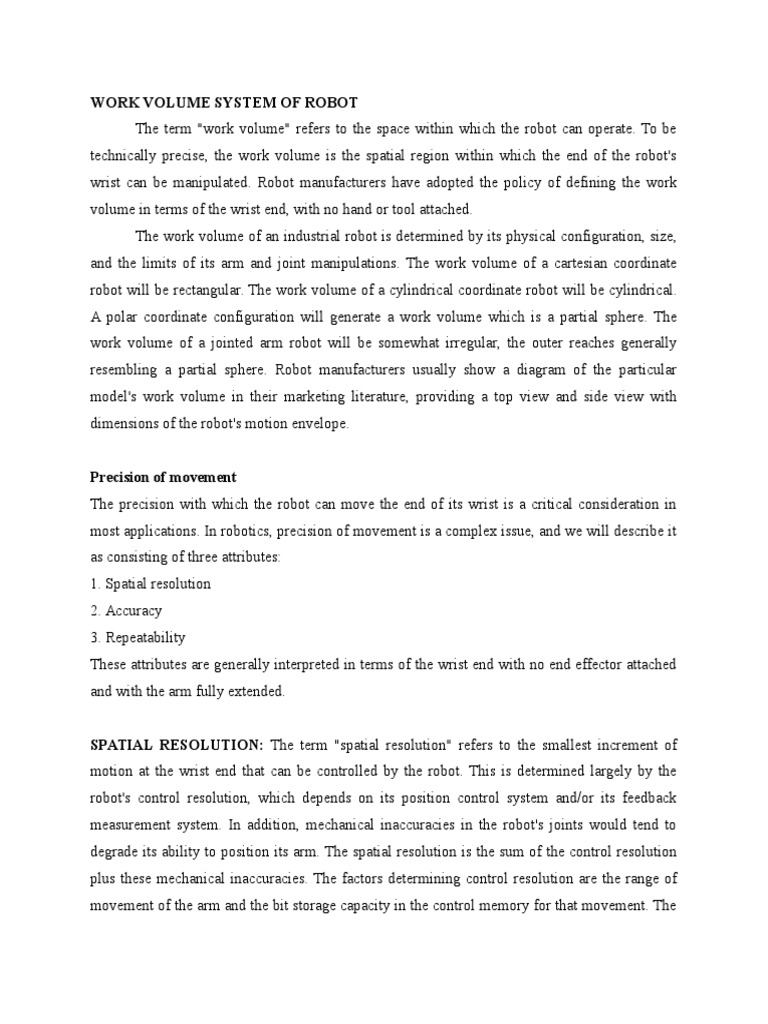 Work Volume of Robot | Robot | Robotics
