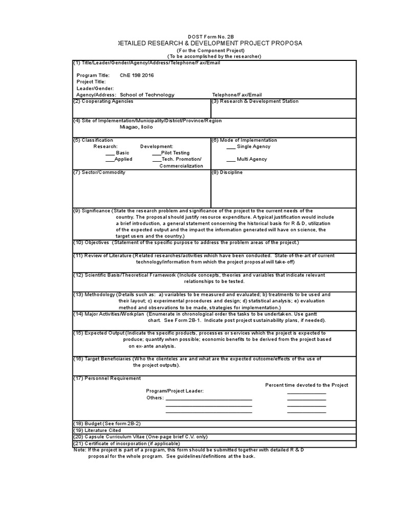 Research Forms (Based From DOST) | PDF | Expense | Evaluation