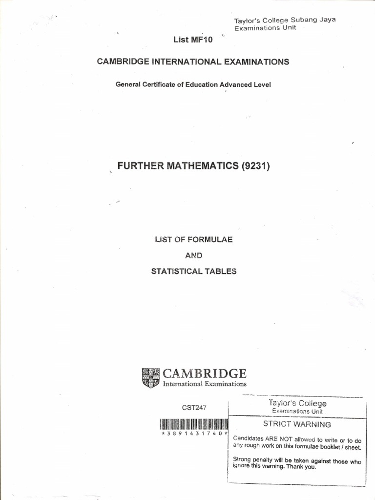 MF10 Further Mathematics | PDF