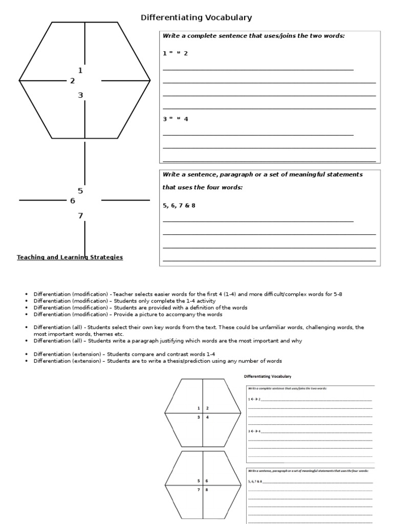 Vocabulary Differentiation Strategies | PDF