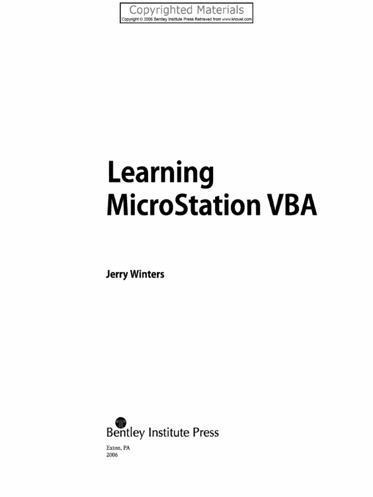 Winters Learning - MicroStation - VBA PDF | Download Free PDF | Visual Basic For Applications ...