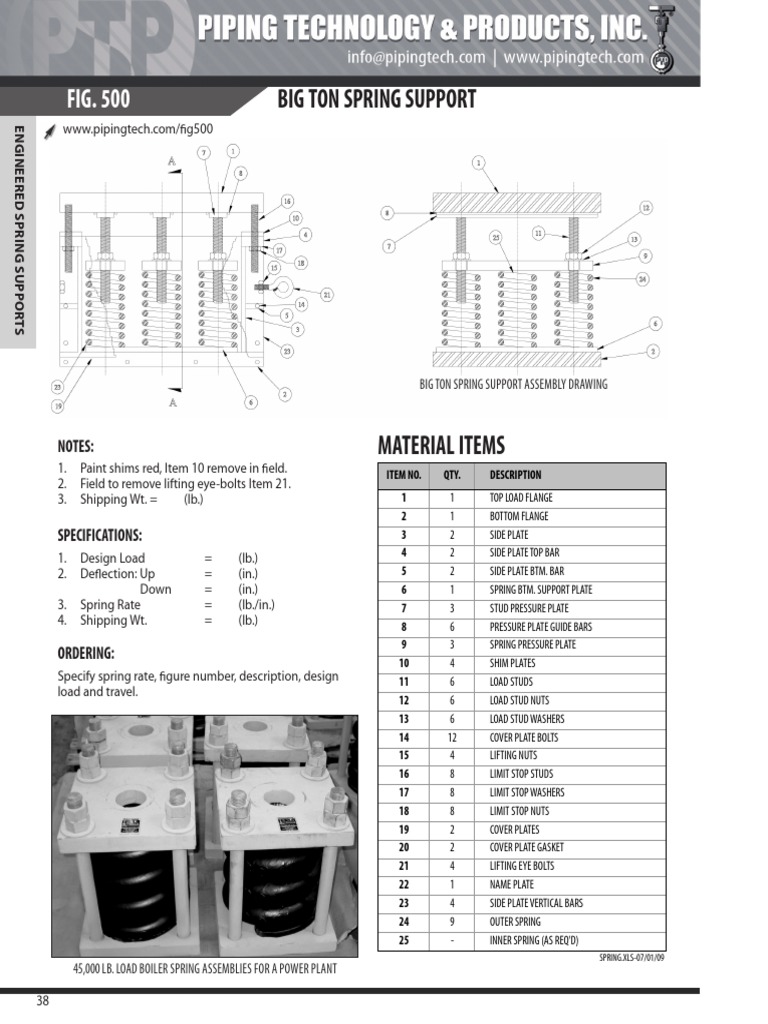 Big Ton Spring Support: Notes | PDF | Washer (Hardware) | Nut (Hardware)