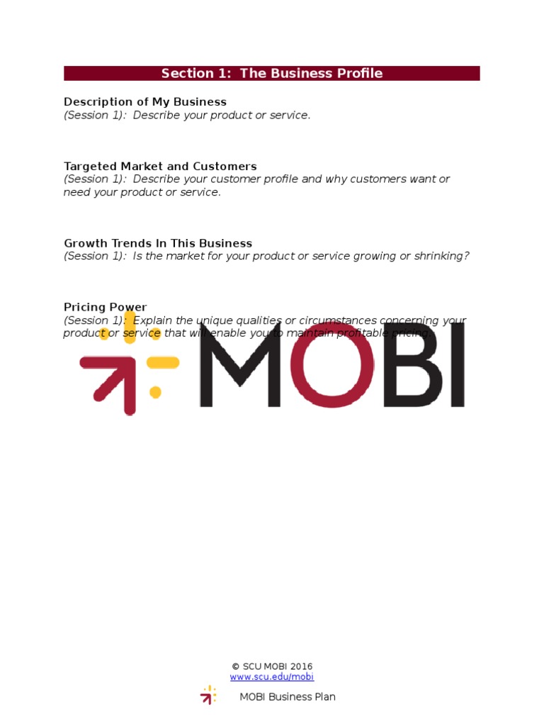 Business Plan - Section 1 Business Profile | PDF | Business | Finance ...