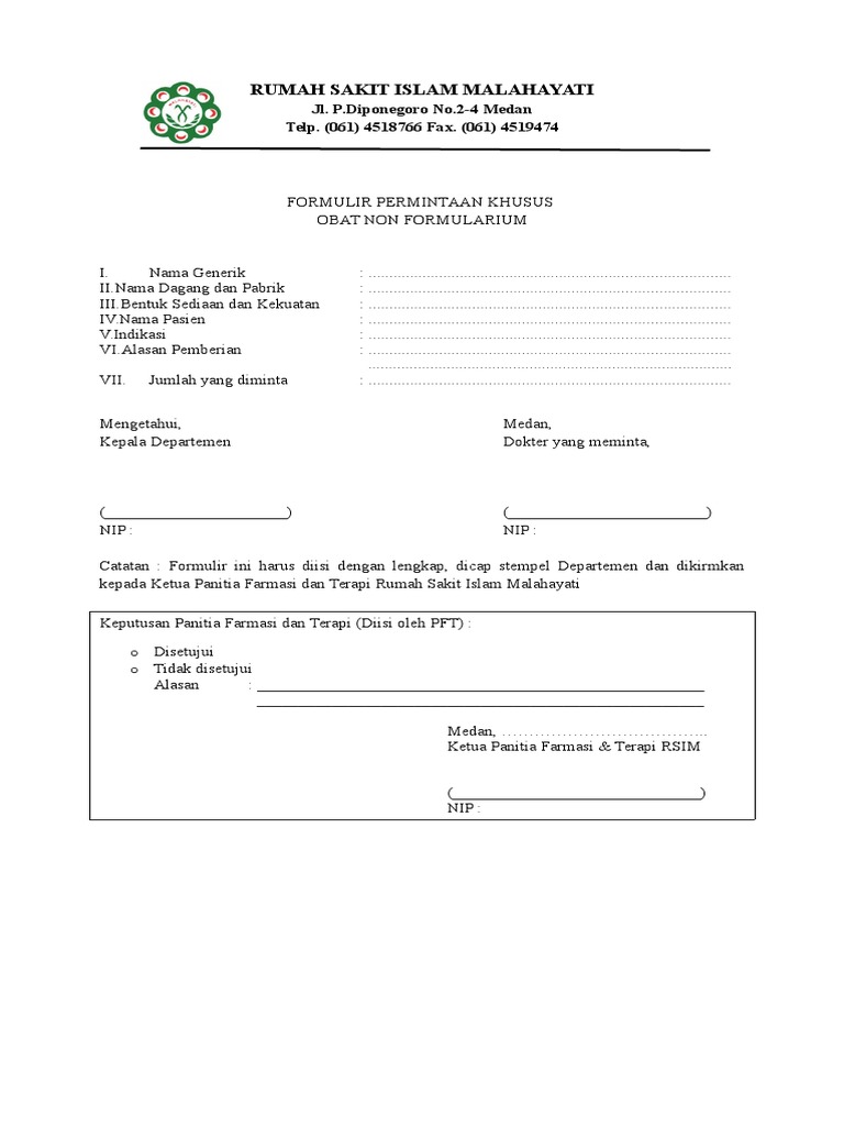 Form Permintaan Obat Non Formularium | PDF