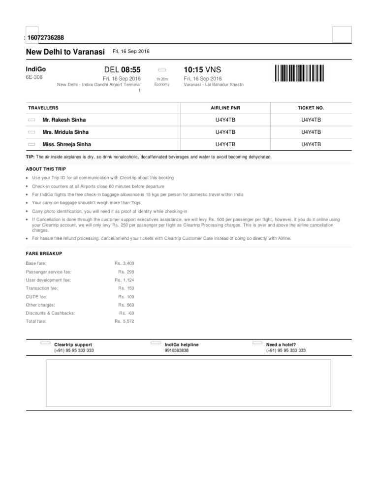 Cleartrip Flight E-Ticket | PDF | Aviation | Transport