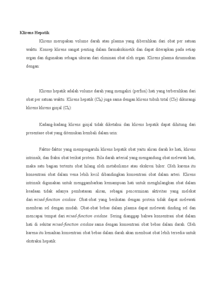 Klirens Hepatik | PDF | Pengembangan Diri | Sains & Matematika