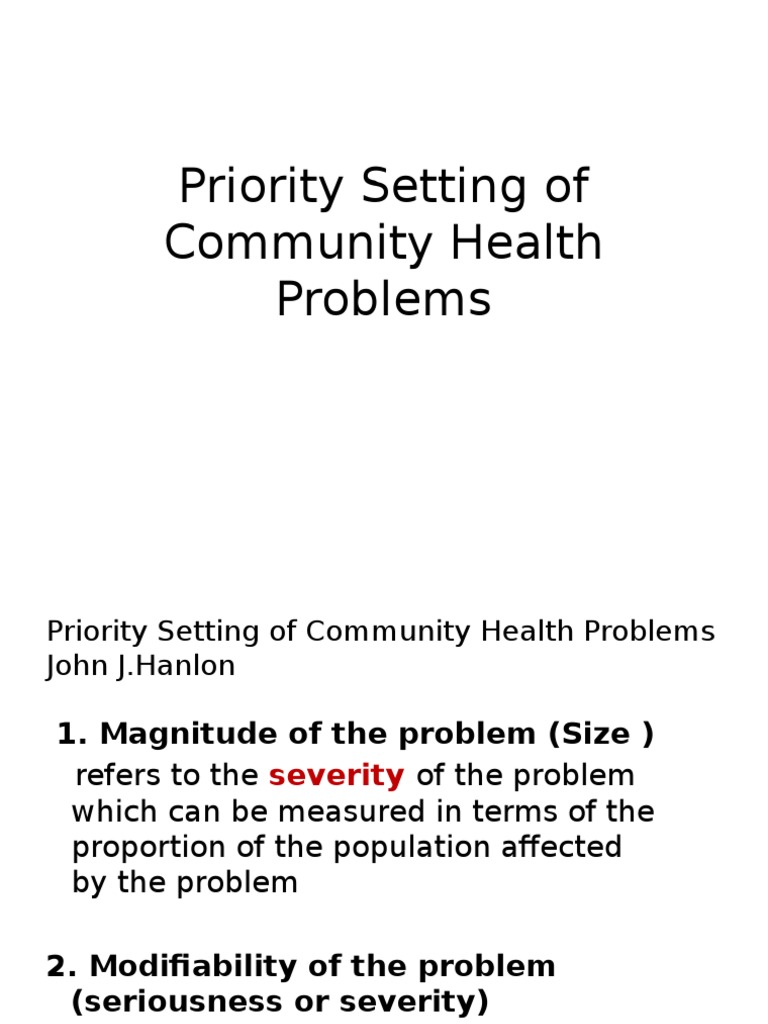 Priority Setting of Community Health Problems | PDF | Wellness