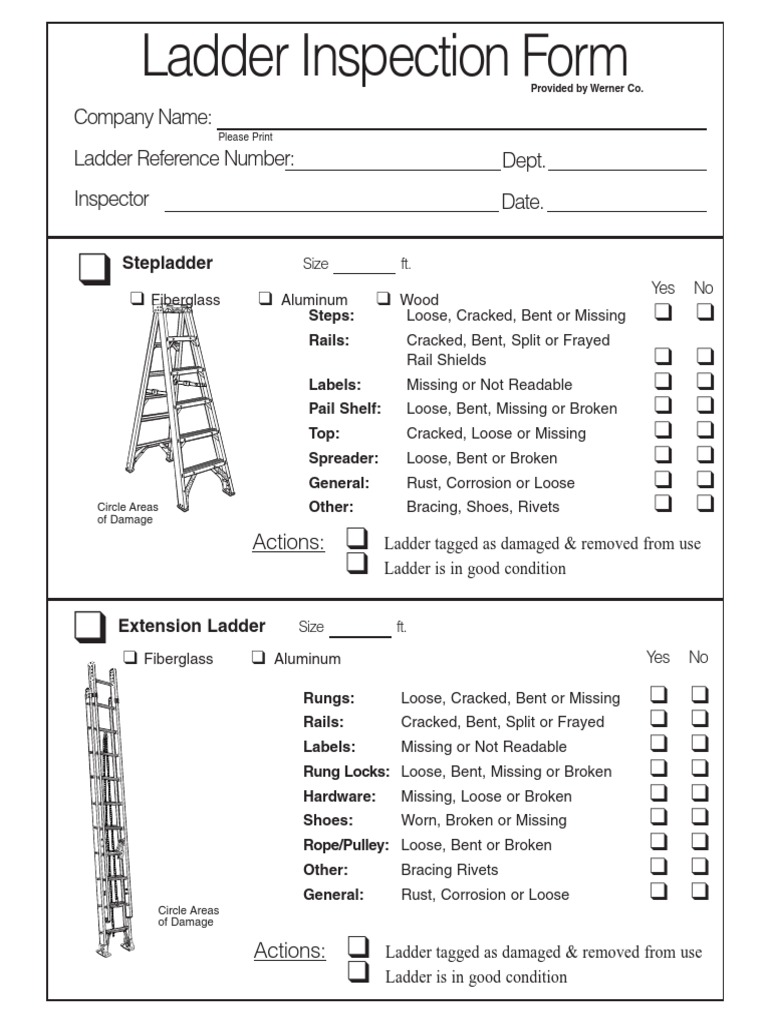 Ladder Inspection Form PDF | PDF | Ladder | Nature