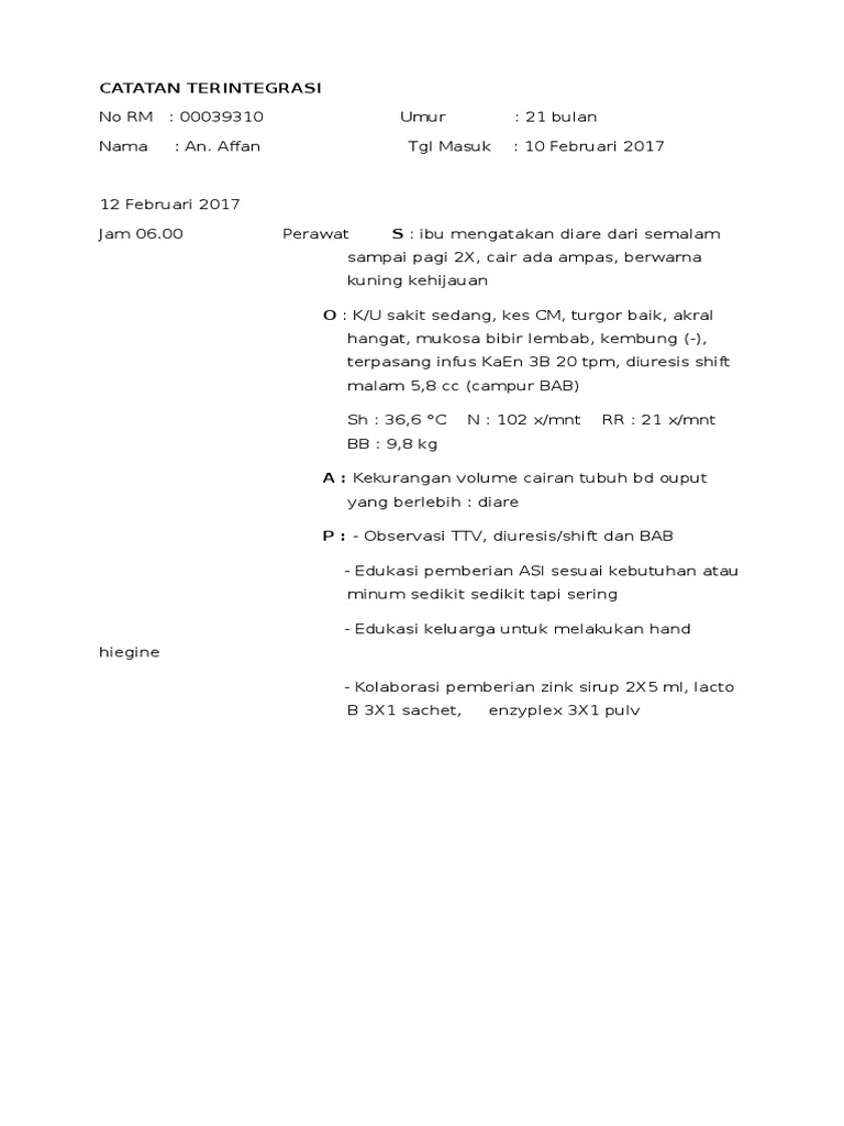 Contoh CPPT Perawat | PDF