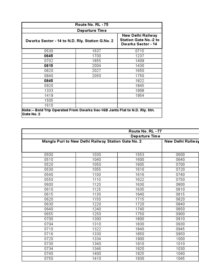 Time+Table+of+DTC+Bus+Routes | Bus Transport | Transport