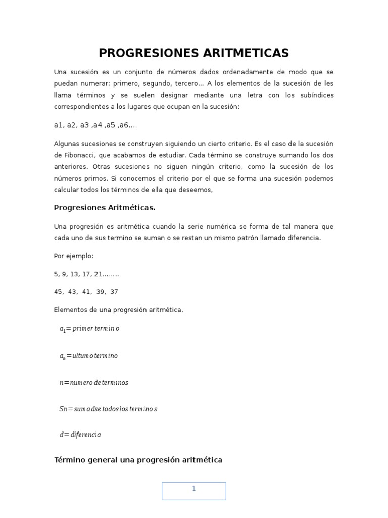Ejercicios de Progresiones | PDF | Secuencia | Notación Matemática