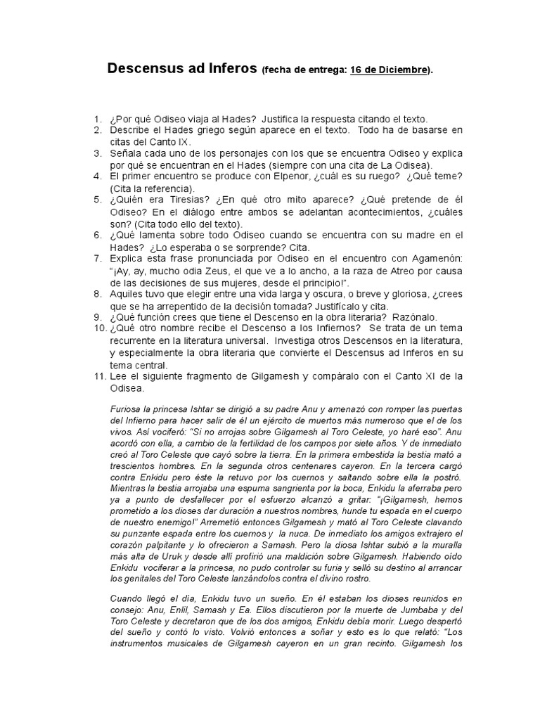 Descensus Ad Inferos | PDF | Odiseo | infierno