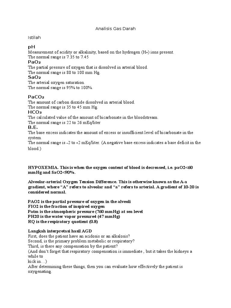 Analisis Gas Darah | PDF