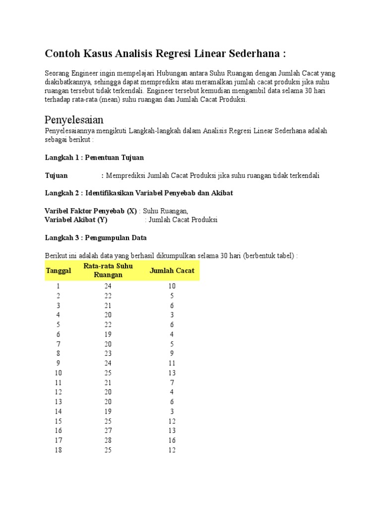 Contoh Analisis Regresi Linear Sederhana | PDF