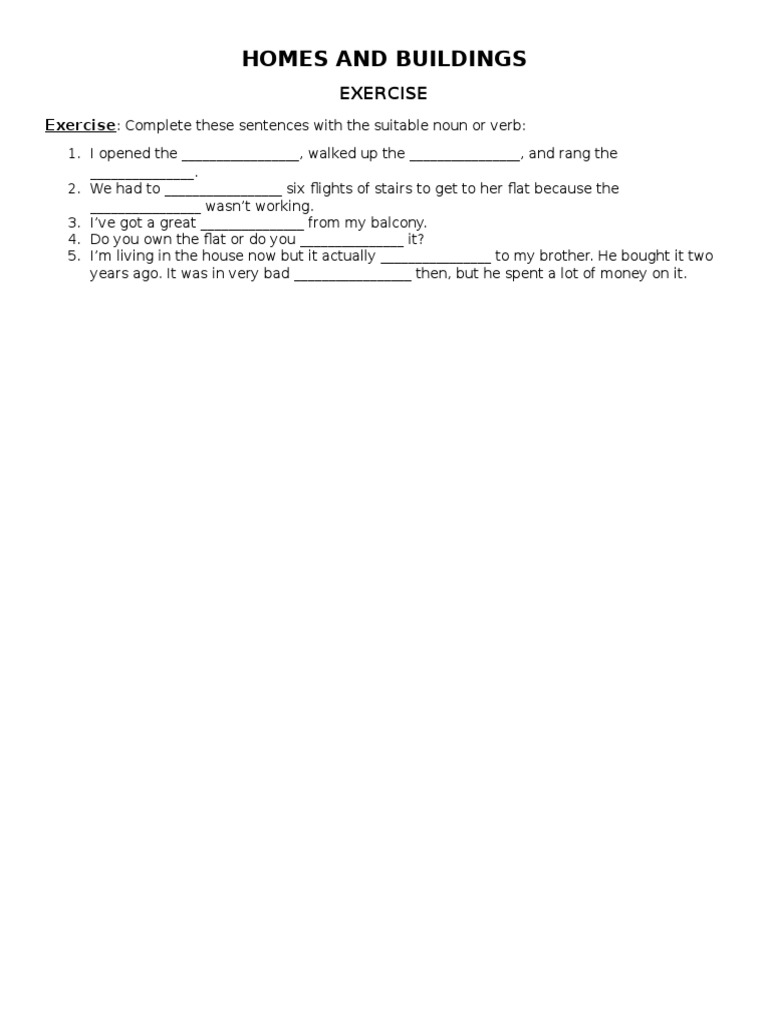 Homes and Buildings Ex | PDF | Self-Improvement