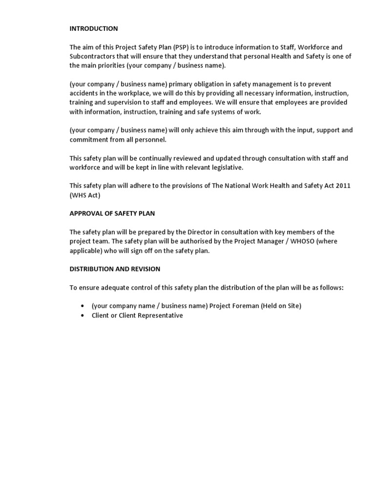 Project Safety Plan | PDF | Occupational Safety And Health | Safety