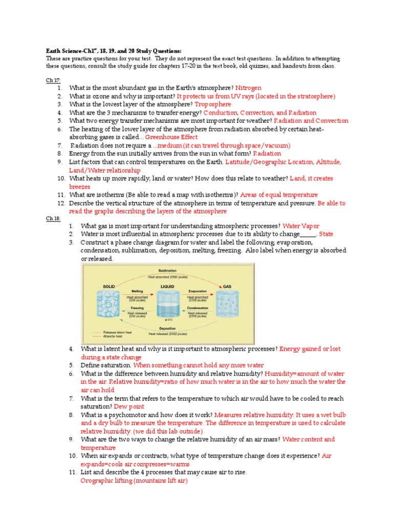 Weather Study Guide Answers | PDF | Atmosphere Of Earth | Humidity