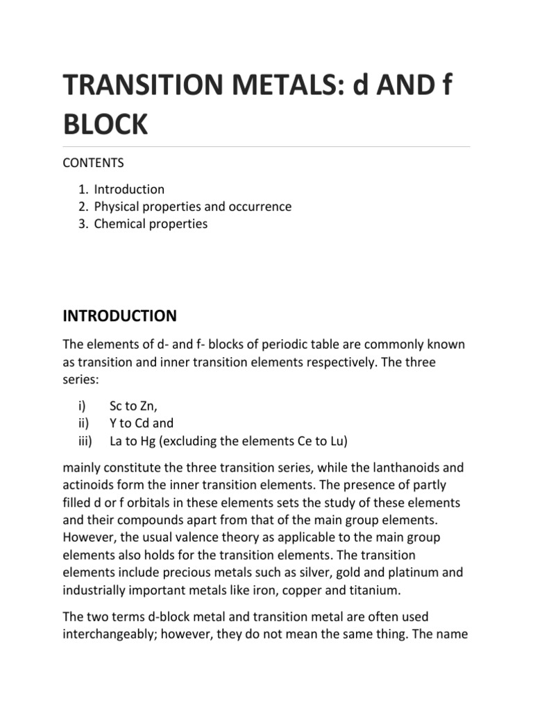 Transition Metals | PDF | Transition Metals | Magnetism
