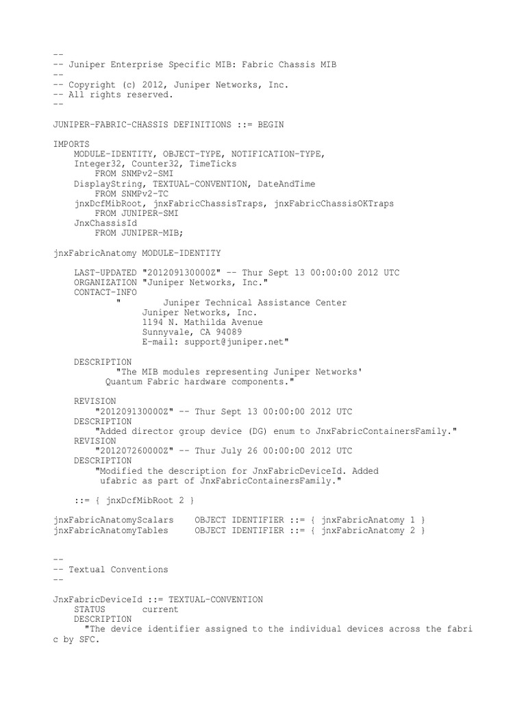 Mib JNX Fabric Chassis | PDF | Sequence | Read Only Memory