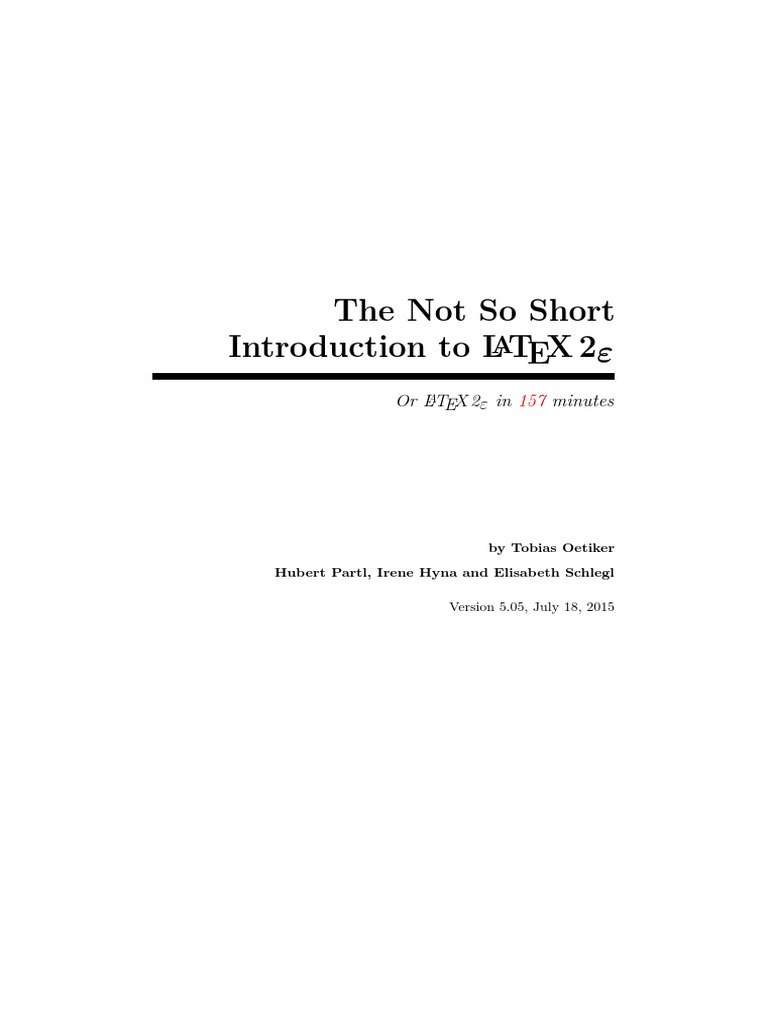 The Not So Short Introduction To L Tex 2Ε: Orl Tex 2Ε In Minutes | PDF