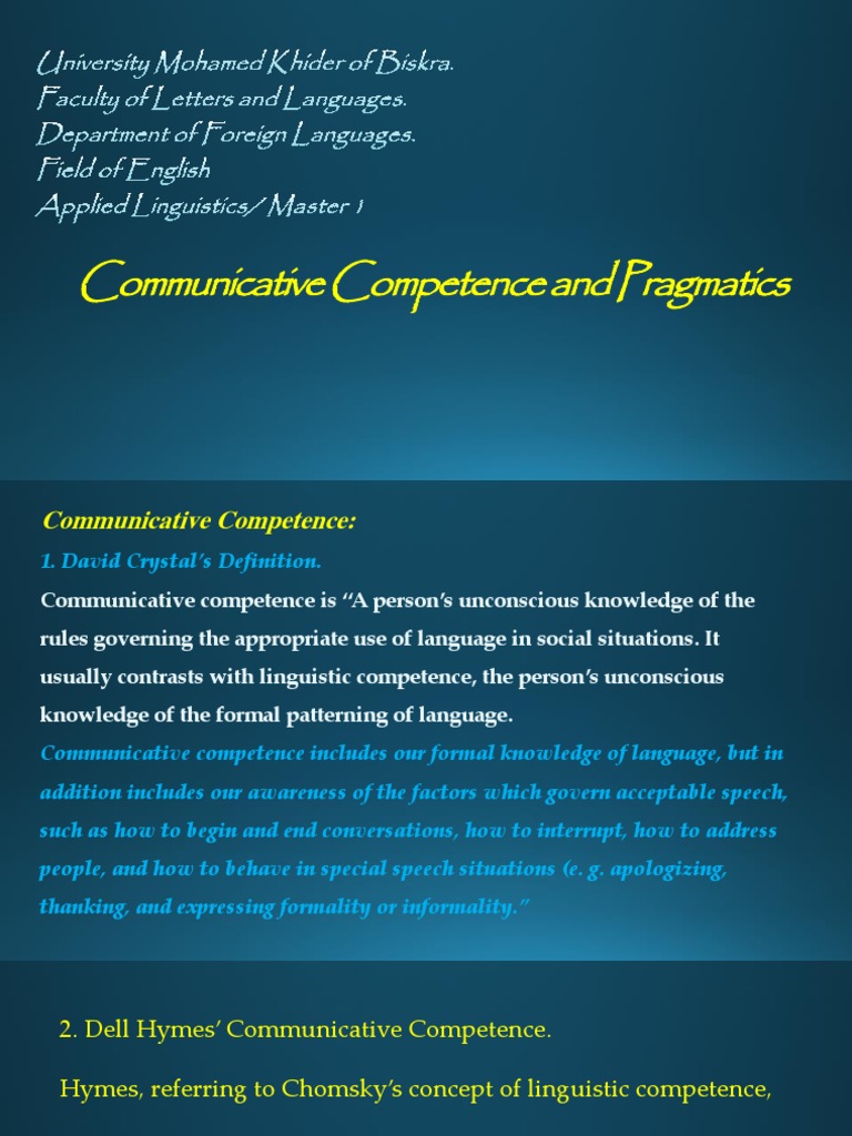 Communicative Competence and Pragmatics.pptx | Linguistics | Symbols