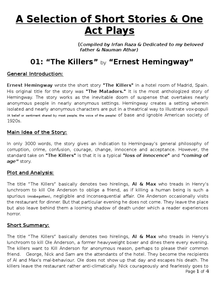 01 The Killers | PDF | Ernest Hemingway