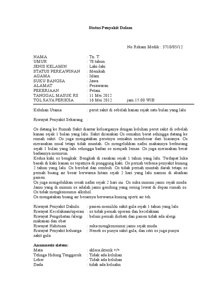 Diagnosis Sirosis Hepar pada Tn. T | PDF