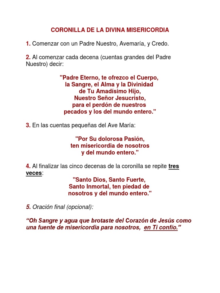 Coronilla de La Divina Misericordia | PDF