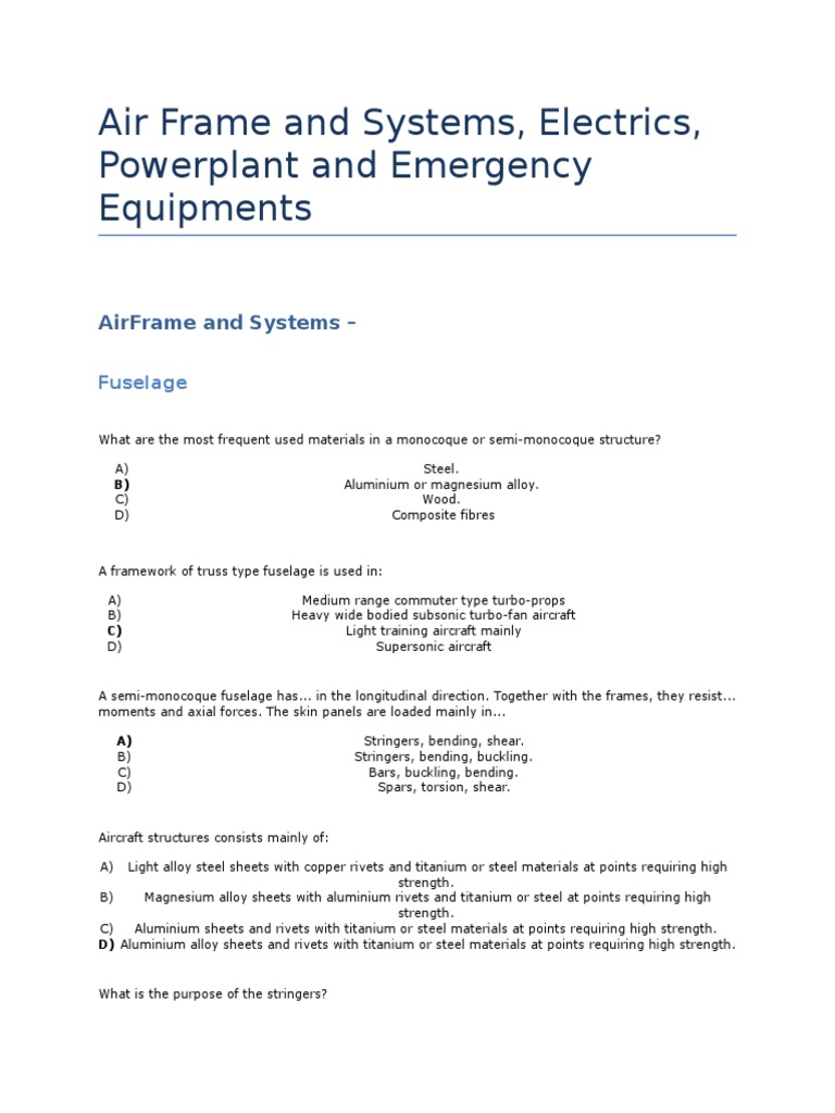 Airframe and Systems | PDF | Fuselage | Landing Gear