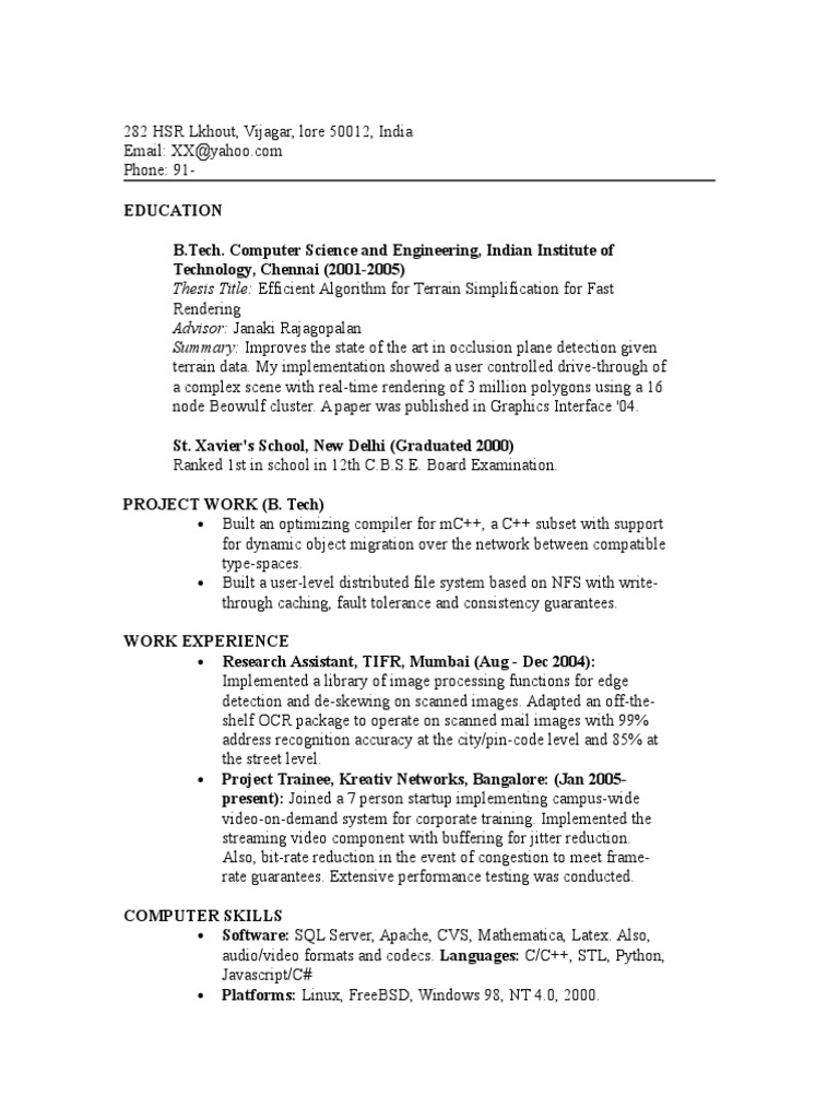 Resume 1 | PDF | Computers