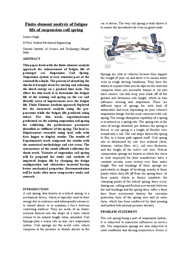 Finite Element Analysis of Fatigue Life of Suspension Coil Spring | PDF ...