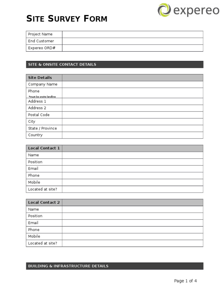 Site Survey Form | PDF | Internet Service Provider | Electrical Connector