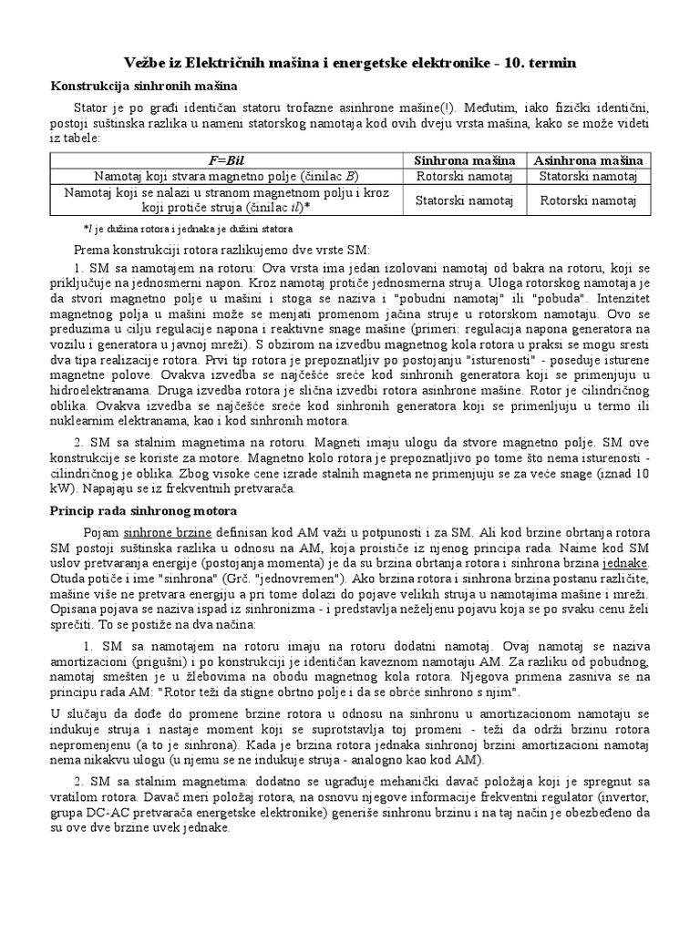 Vezba 10 Sinhrona Masina | PDF