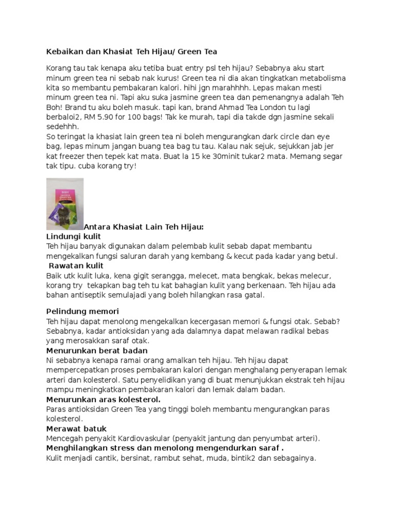 Kebaikan Dan Khasiat Teh Hijau | PDF