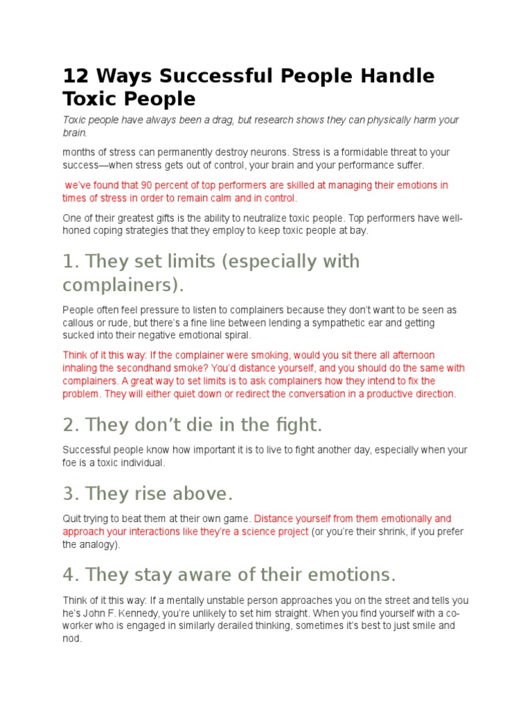 12 Ways Successful People Handle Toxic People | PDF | Stress (Biology ... 12 Ways Successful People Handle Toxic People | PDF | Stress (Biology ...