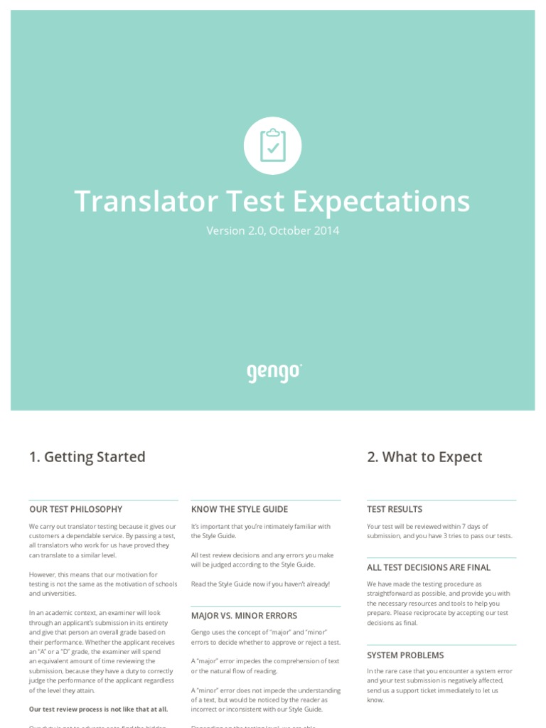 Gengo Test Expectations en | PDF | Proofreading | Translations