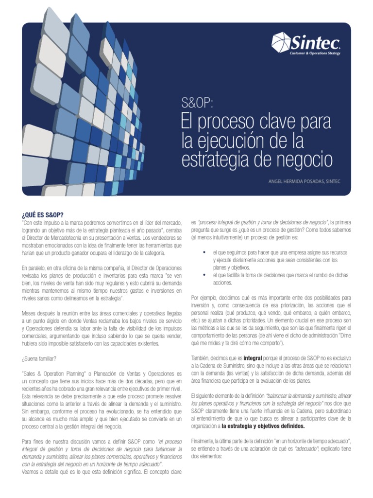 SOP El Proceso Clave para La Ejecucion de Estrategia de Negocio Sintec | PDF | Planificación ...
