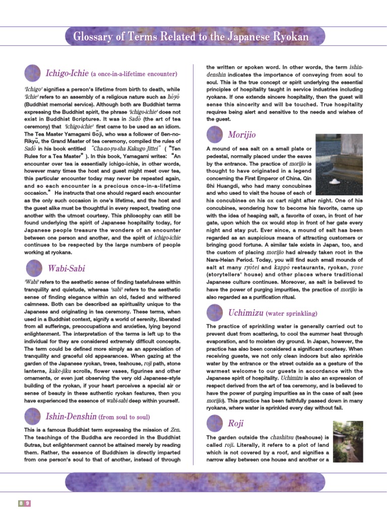 Glossary of Terms Related To The Japanese Ryokan | PDF | Japanese ...