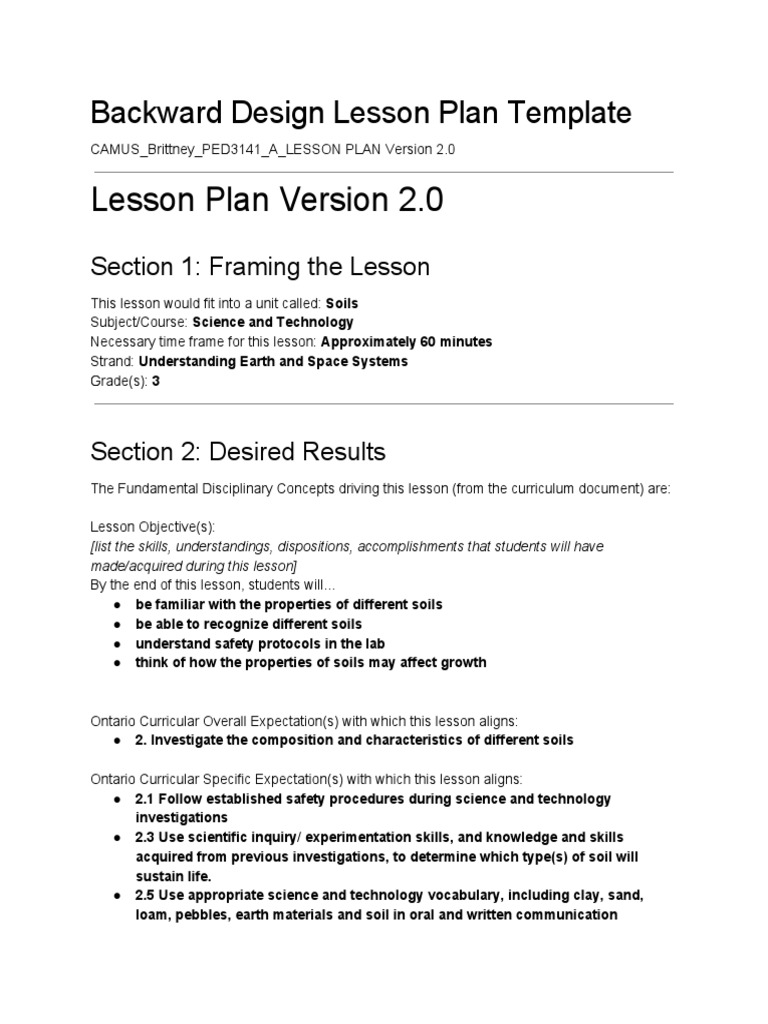 Grade 3 Soil Properties Lesson Plan | PDF | Lesson Plan | Soil