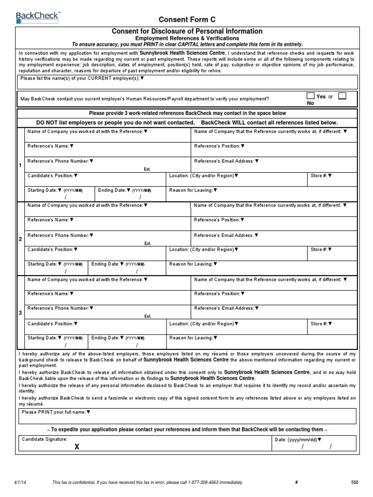SHSC BackCheck Consent Form C References FILLABLE August 20141 ...