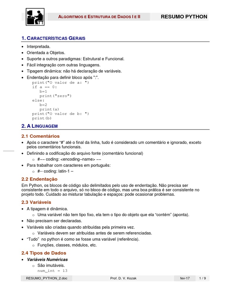 Resumo Python 2 | PDF | Python (linguagem de programação) | Notação Resumo Python 2 | PDF | Python (linguagem de programação) | Notação
