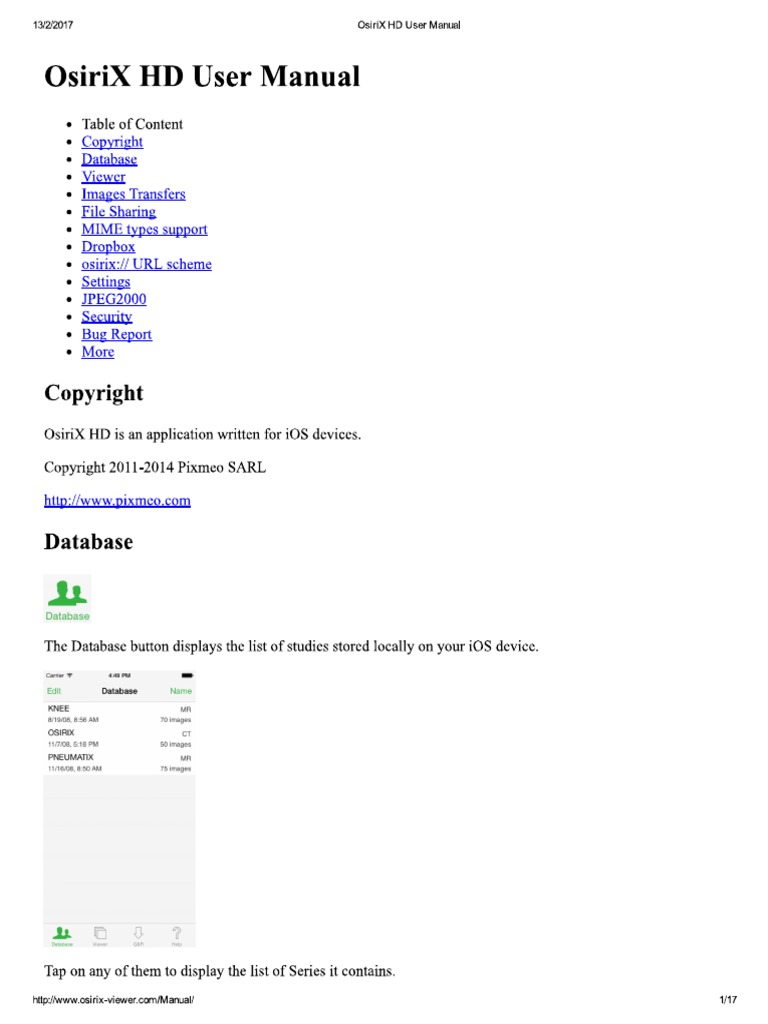 OsiriX HD User Manual | PDF